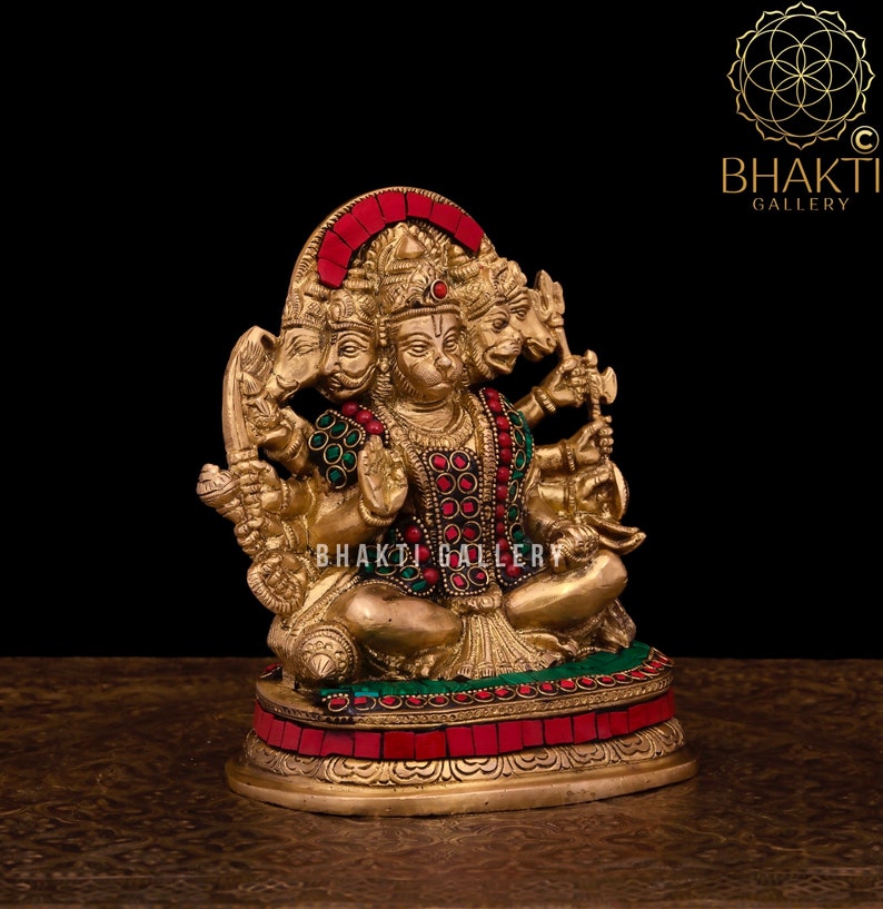 Panchmukhi Hanuman Statue in Brass, 17 Cm Brass Five Face Lord Hanuman ...