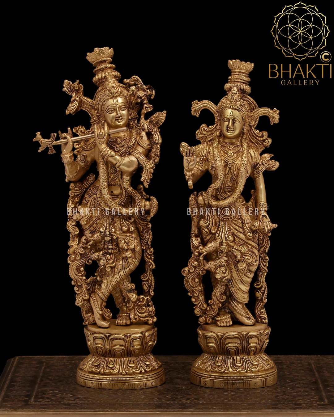 Radha Krishna Statue, 36 Cm Brass Radha Krishna Murti, Goddess Radha ...