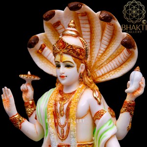 Lord Vishnu Statue, 22 Cm Big Hand Painted Cultured Marble Vishnu ...