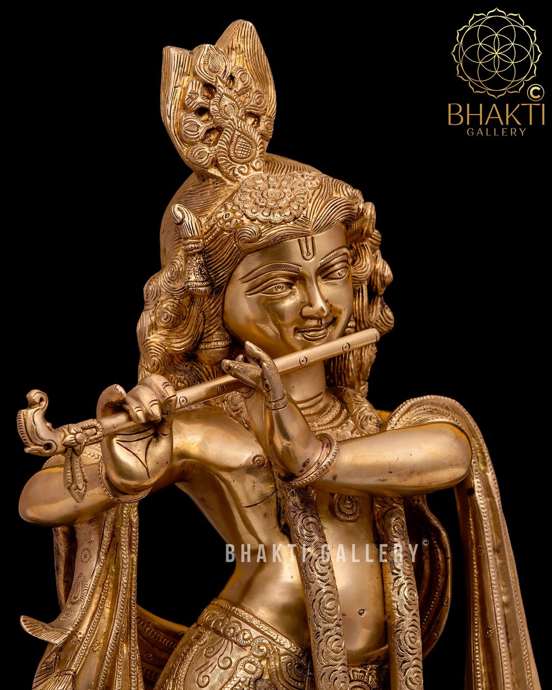 Large Brass Krishna Statue, 63 Cm Big Size Brass Lord Krishna Idol ...