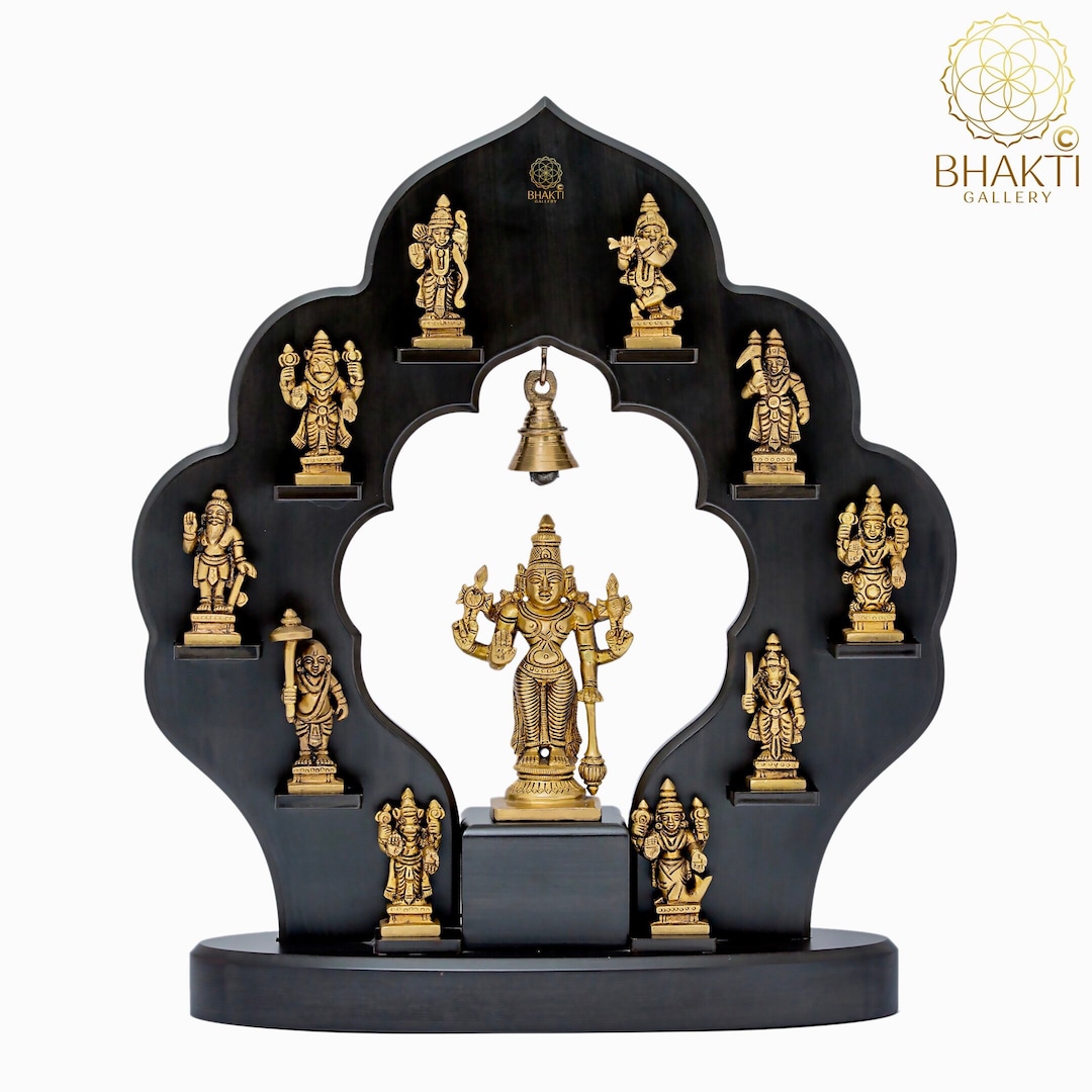 Buy Vishnu Dashavatar Set in Brass With Wooden Frame, 37 Cm Brass ...