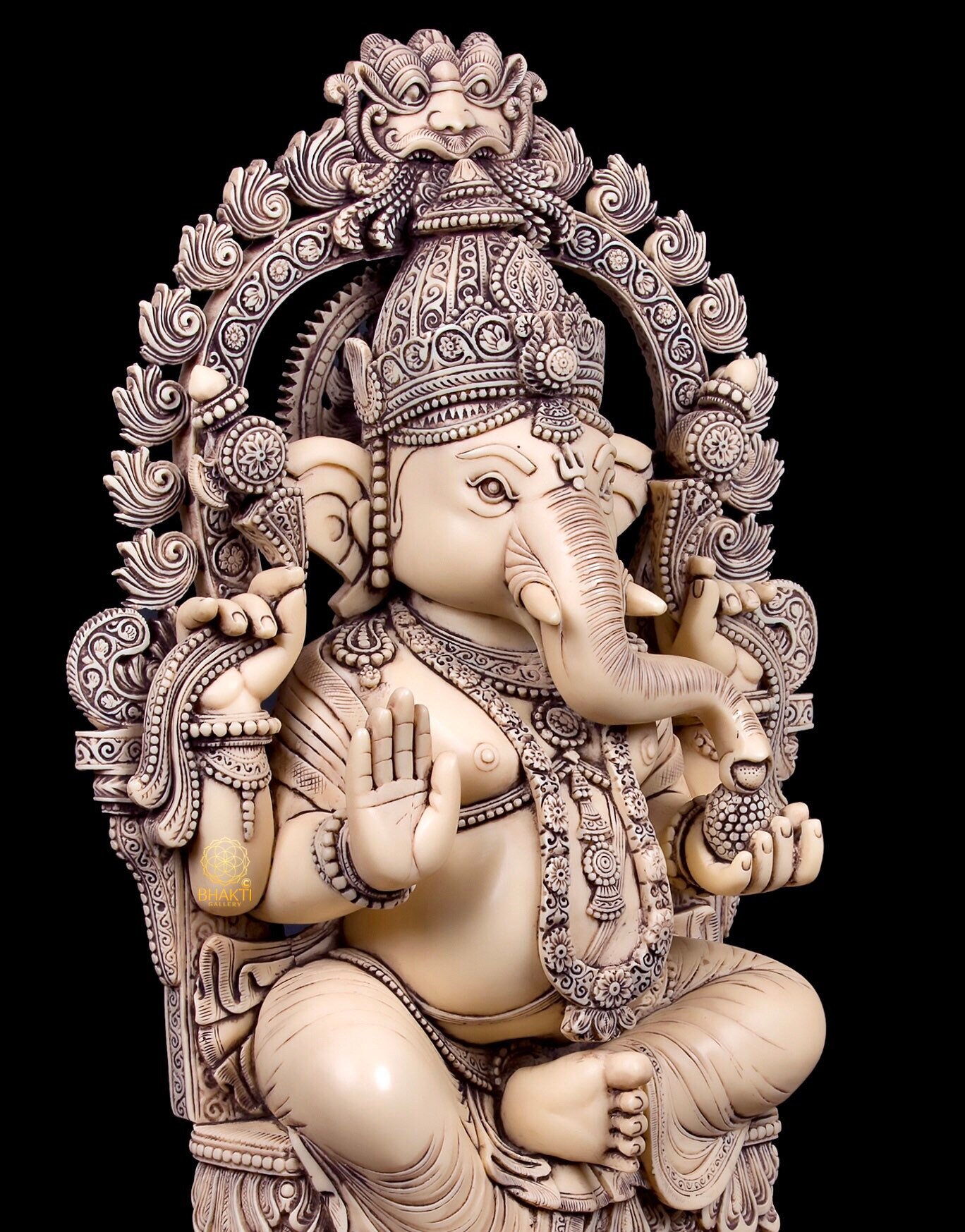 Large Ganesh Statue 43 Cm Big Antique Finish Dust Marble - Etsy