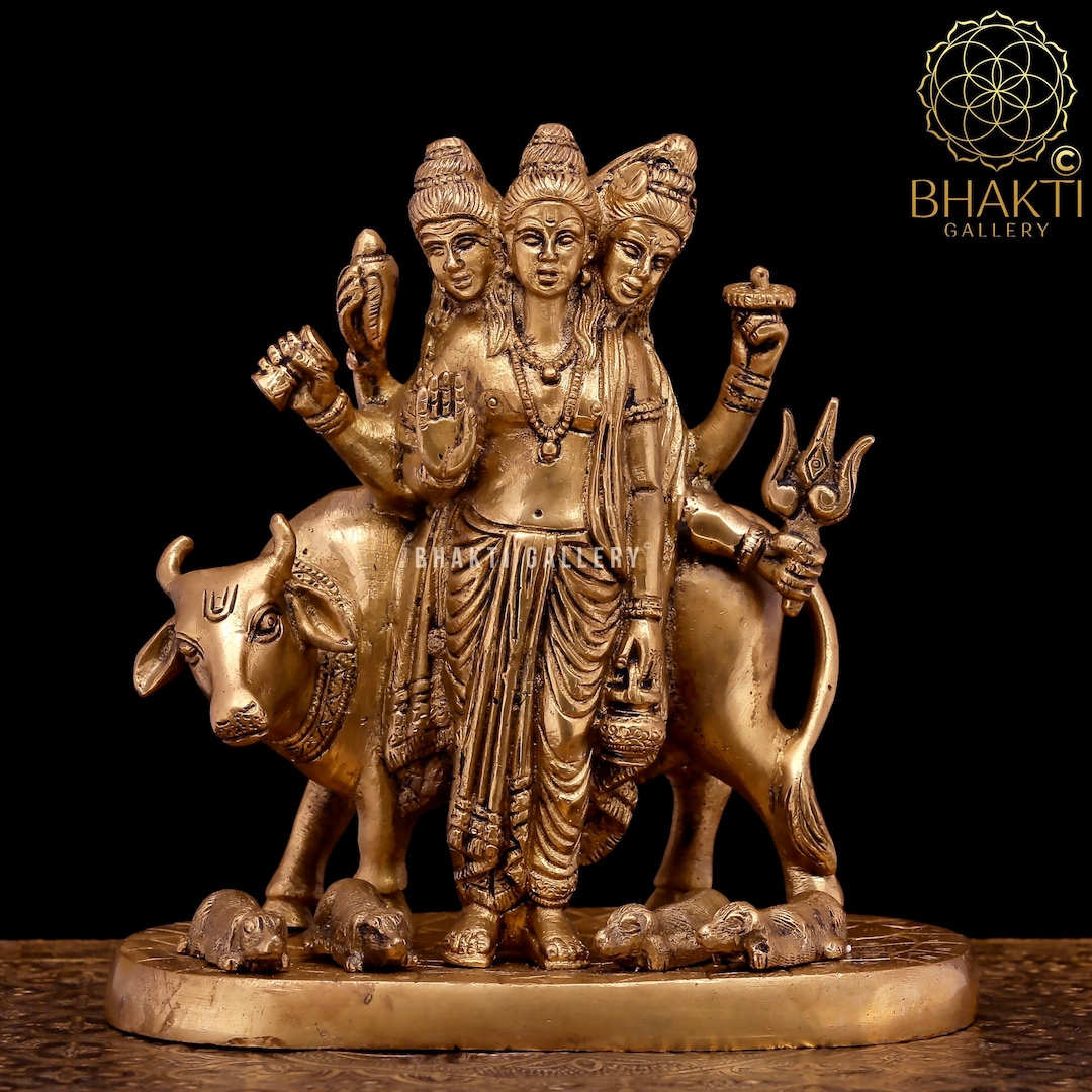 Dattatreya Statue, 20 Cm Brass Dattatreya Statue, Bhagwan Dattatrey ...