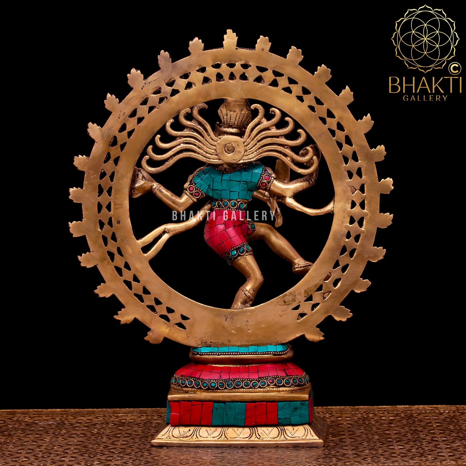 Brass Natraj Statue With Stonework 35 Cm Big Brass Dancing - Etsy