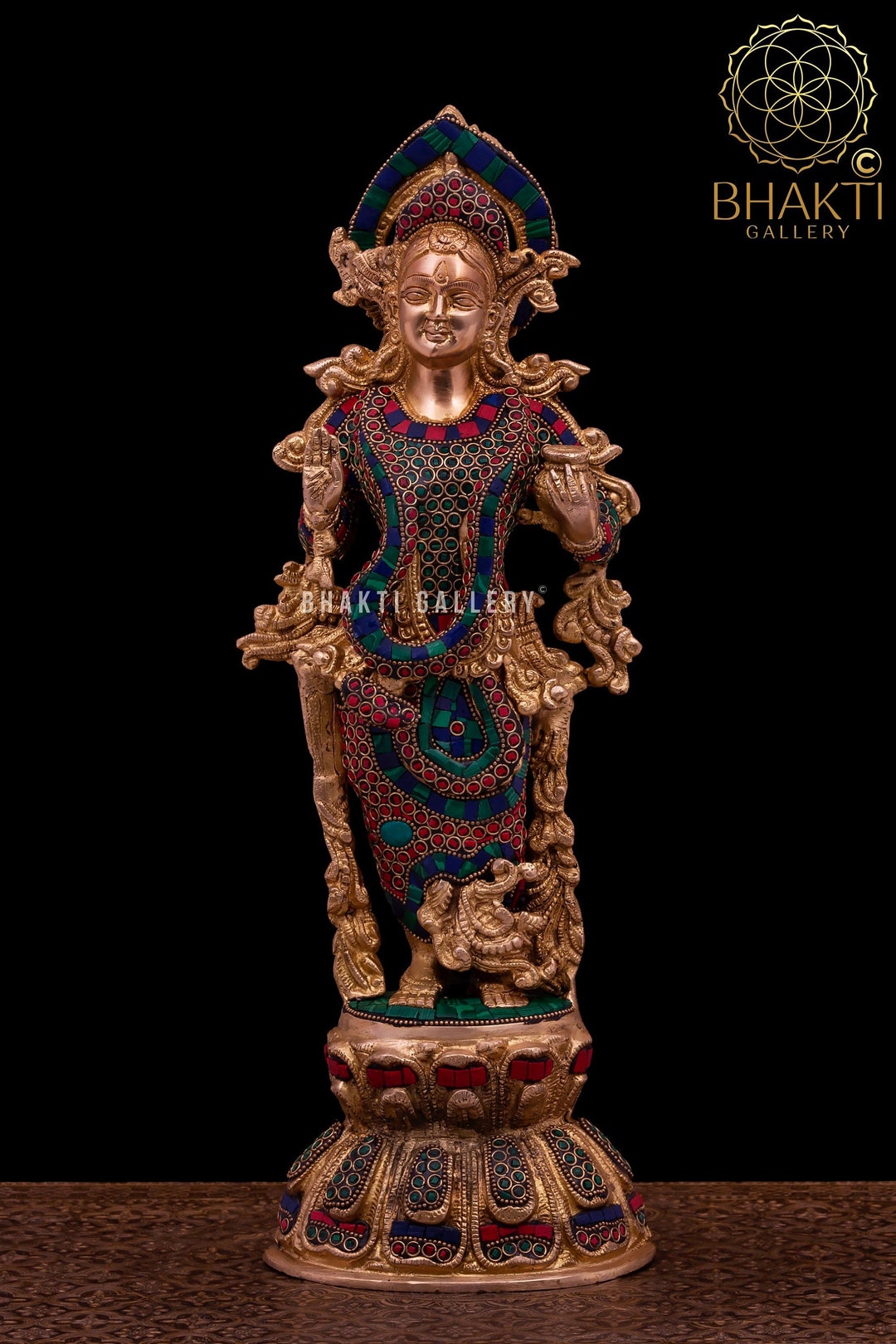 Brass Radha Statue, 45 Cm Big Large Size Brass Goddess Radha Idol ...