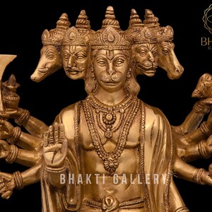 Standing Panchamukhi Hanuman Statue, 36 Cm Big Brass Panchmukhi Hanuman ...