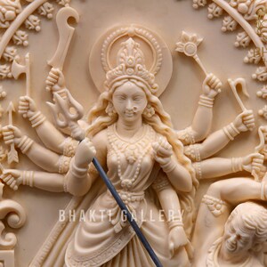 Maa Durga Statue, Bengali Durga, 26 Cm Big Ivory Finish Dust Marble ...