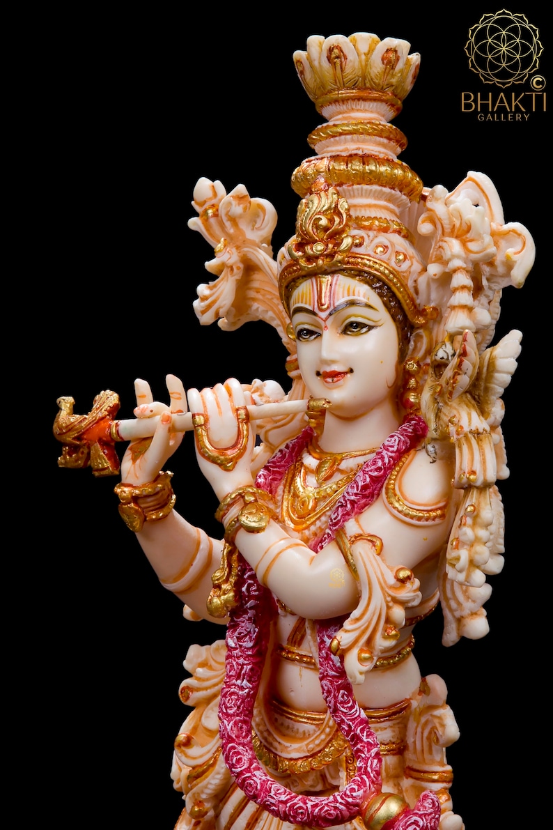 Big Large Krishna Statue Marble Dust Hand Painted Lord | Etsy India