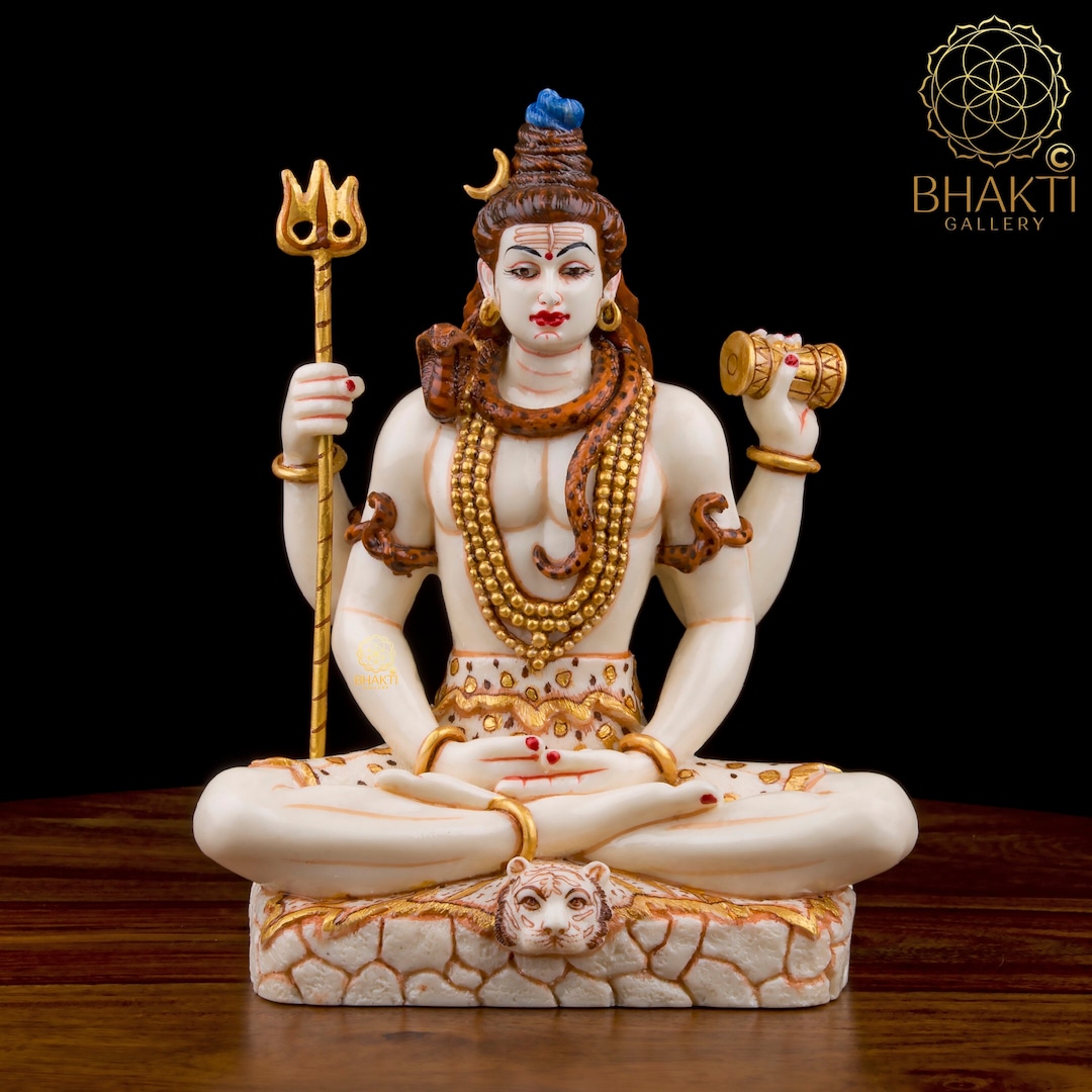 Lord Shiva Statue, Hand Painted Cultured Marble Lord Shiva Idol, Shiv ...