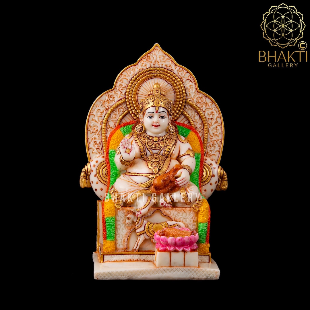 Lord Kuber Statue, 18 Cm Hand Painted Cultured Marble Kubera Statue ...