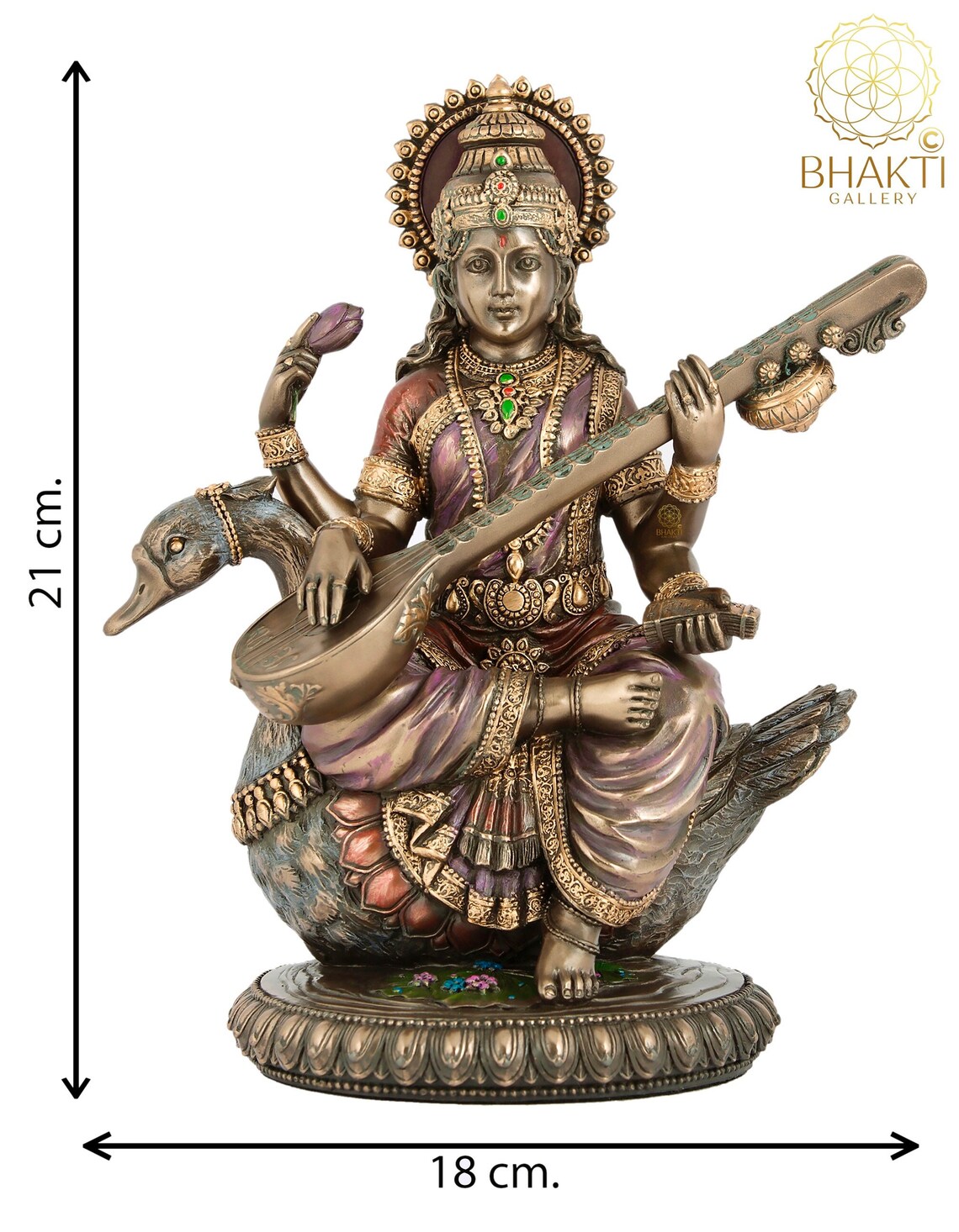 Saraswati Statue Sarasvati Statue 21 CM Bonded Bronze - Etsy