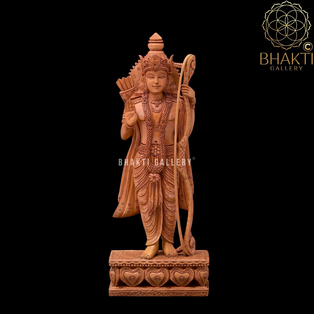 Lord Ram Statue in Wood, 35 Cm Wooden Ram Statue, Wood Rama Figure ...