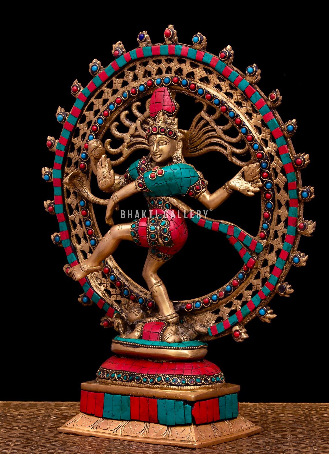 Brass Natraj Statue With Stonework 35 Cm Big Brass Dancing - Etsy