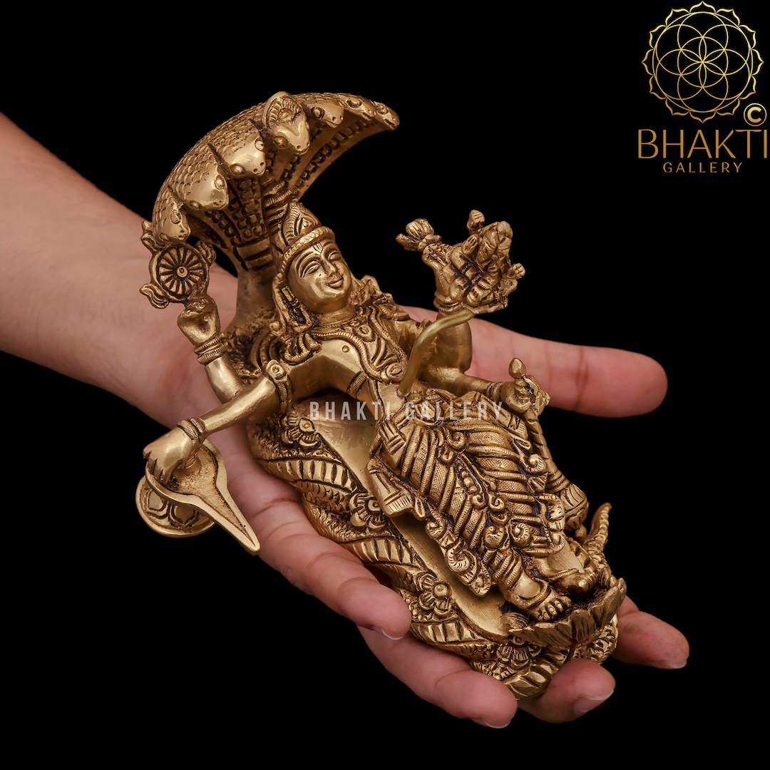 Brass Vishnu Padmanabhan Swami Statue, 19 Cm Big Brass Lord Vishnu ...