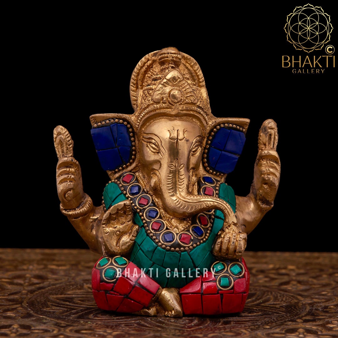 Small Brass Ganesha Statue, 10 Cm Small Size Brass Lord Ganesh Idol ...