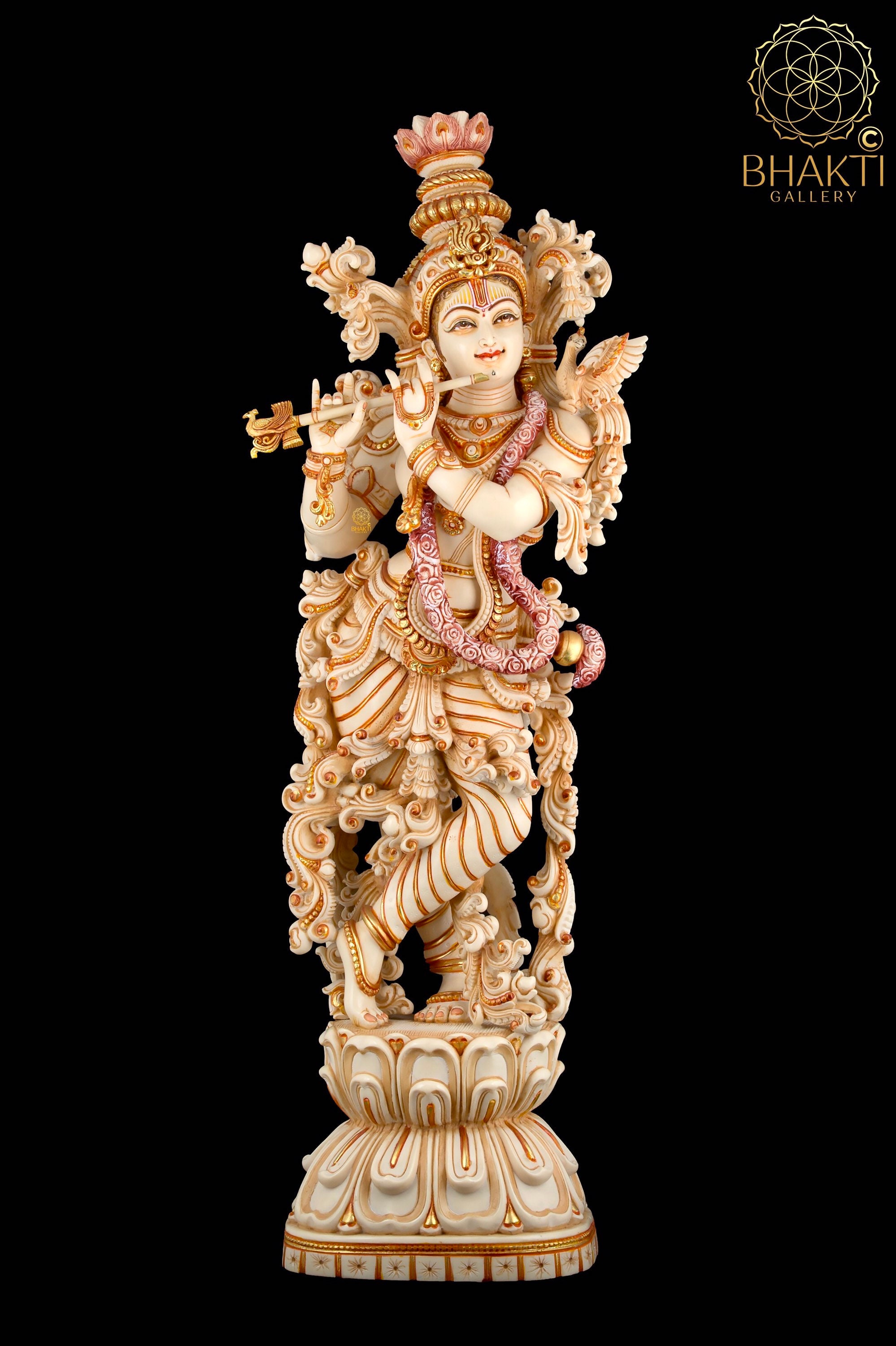 Big Large Krishna Statue Marble Dust Hand Painted Lord | Etsy Canada