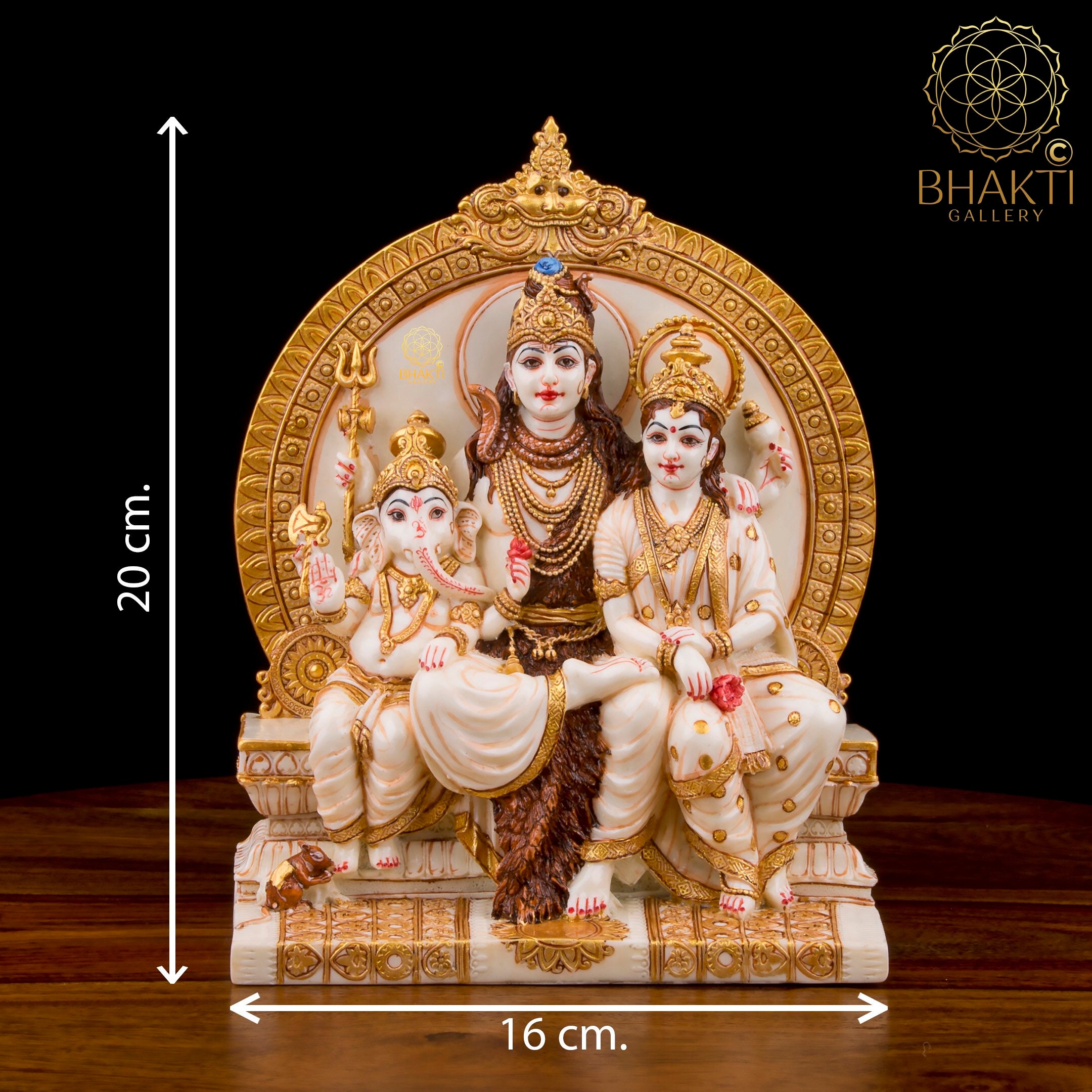 Shiv Parivar Statue, 20 Cm Hand Painted Cultured Marble Shiv Parivar ...