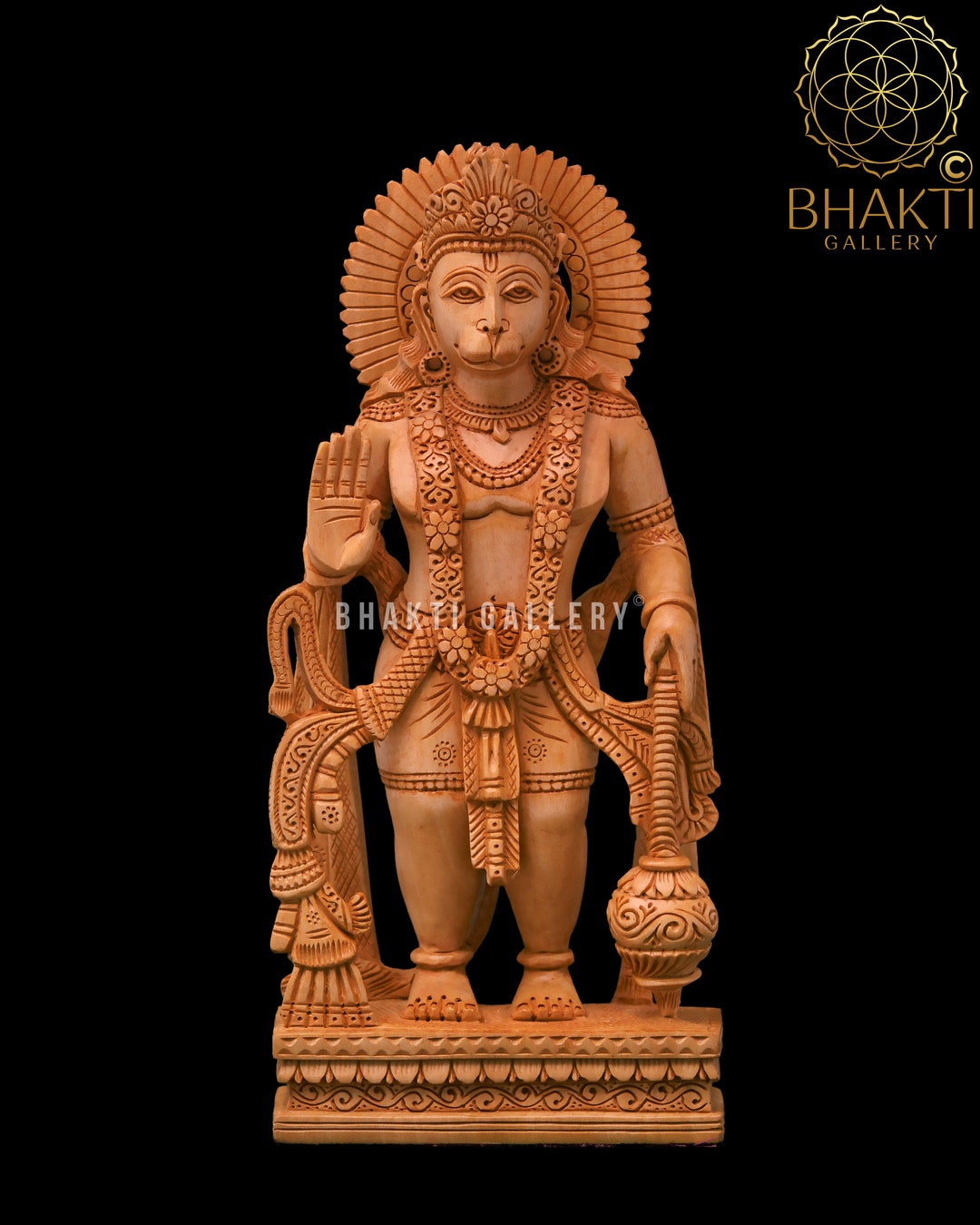 Standing Hanuman Statue in Wood 21 Cm Big Handmade Blessing - Etsy