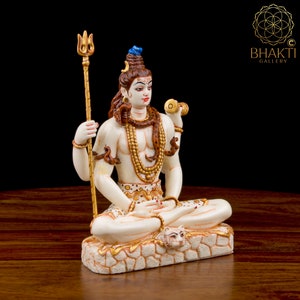 Small Shiva Statue, 16 Cm Small Size Hand Painted Cultured Marble Lord ...