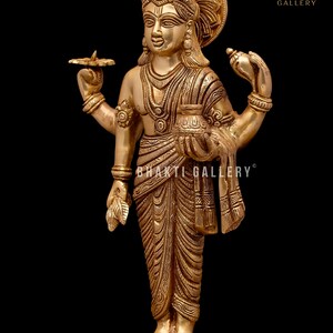 Brass Dhanvantari Statue, 38 Cm Big Brass Dhanvantri Idol, Dhanwantri ...