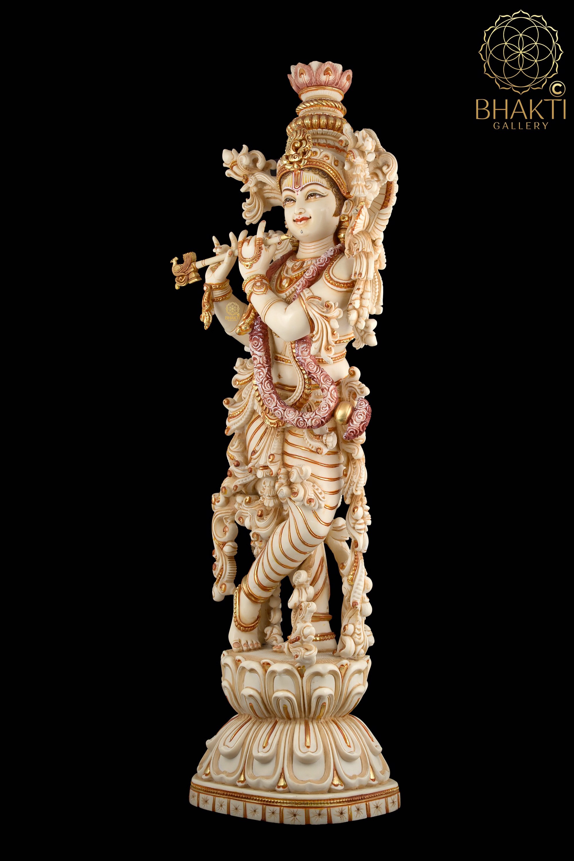 Big Large Krishna Statue Marble Dust Hand Painted Lord | Etsy India