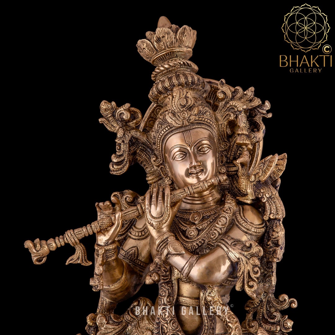 Krishna Statue Large, 75 Cm Big Size Brass Krishna Idol, Hindu God of ...