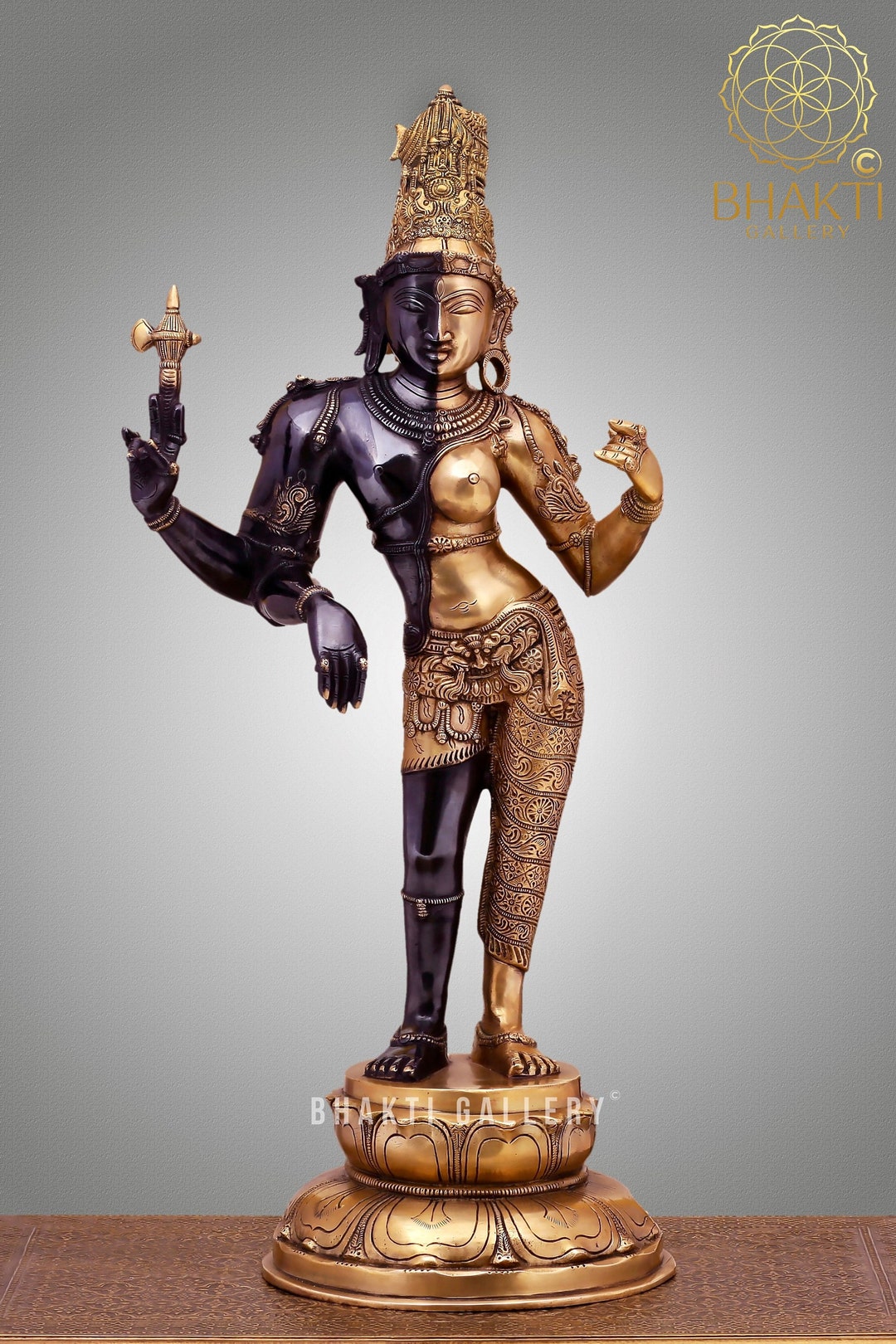 Brass Ardhanarishvara Statue, 67 Cm Big Large Brass Ardhnareshwar ...