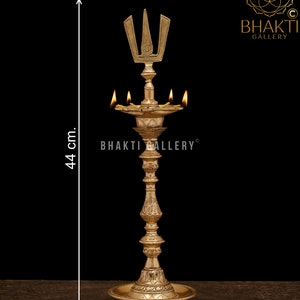 Shankh Chakra Trishul Brass Diya Stand, 44 Cm Brass Sangu Chakra Namah ...