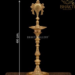 Shankh Chakra Trishul Brass Diya Stand, 44 Cm Brass Sangu Chakra Namah ...
