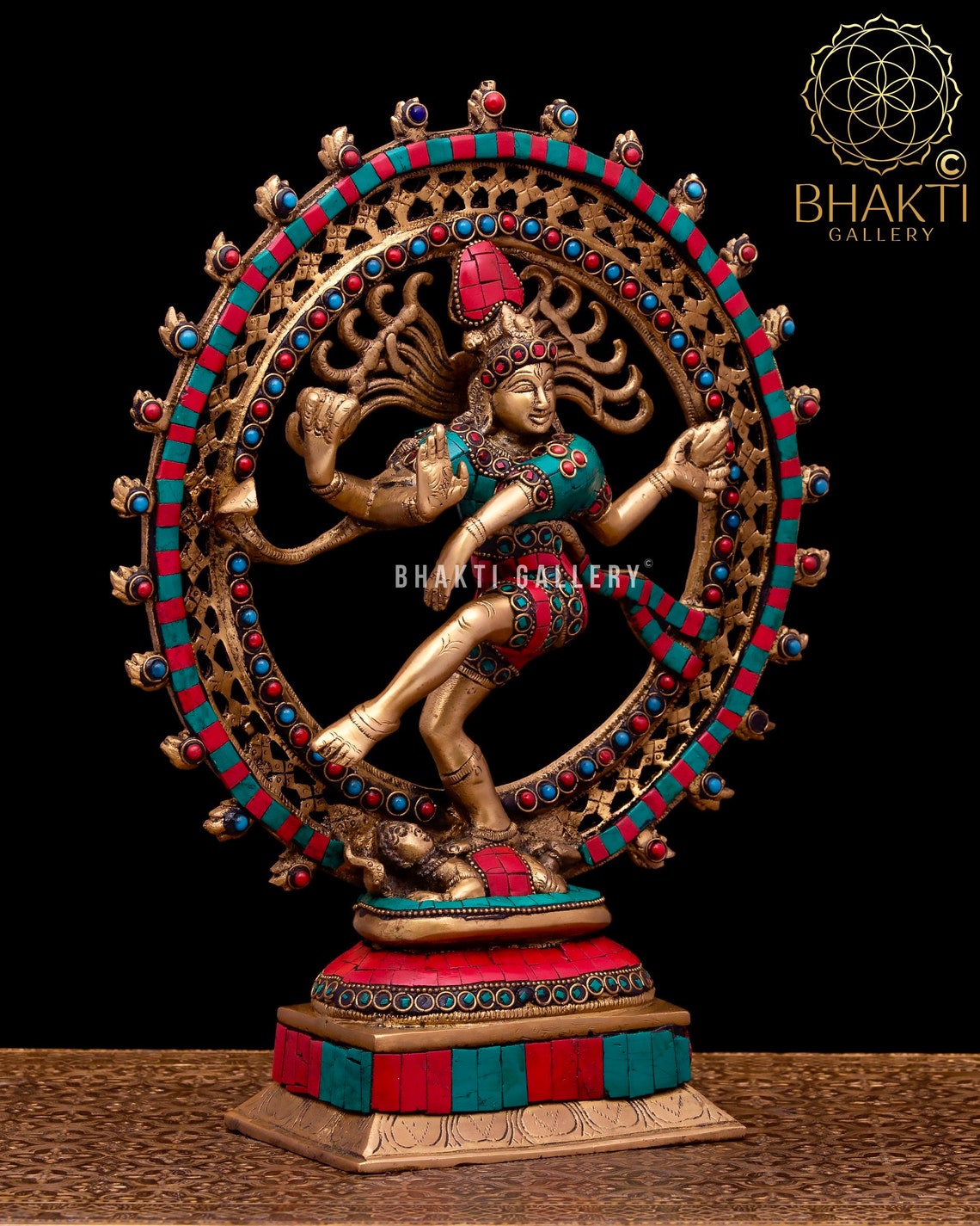 Brass Natraj Statue With Stonework 35 Cm Big Brass Dancing - Etsy