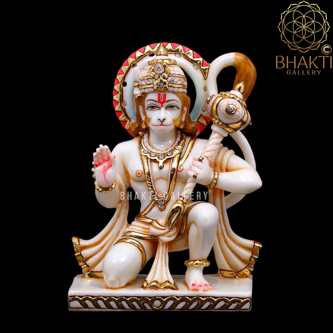 Lord Hanuman Statue, 23 Cm Hand Painted Cultured Marble Hanuman Statue ...