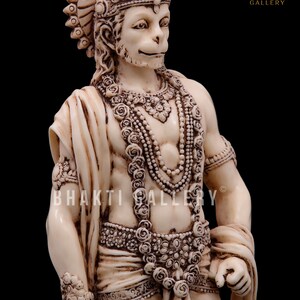 Lord Hanuman Statue, 27 Cm Ivory Finish Dust Marble Hanuman Statue ...
