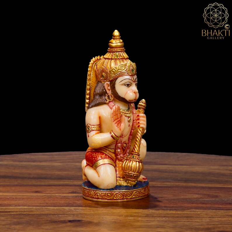 Small Hanuman Statue 14 Cm Small Hand Painted Dust Marble - Etsy