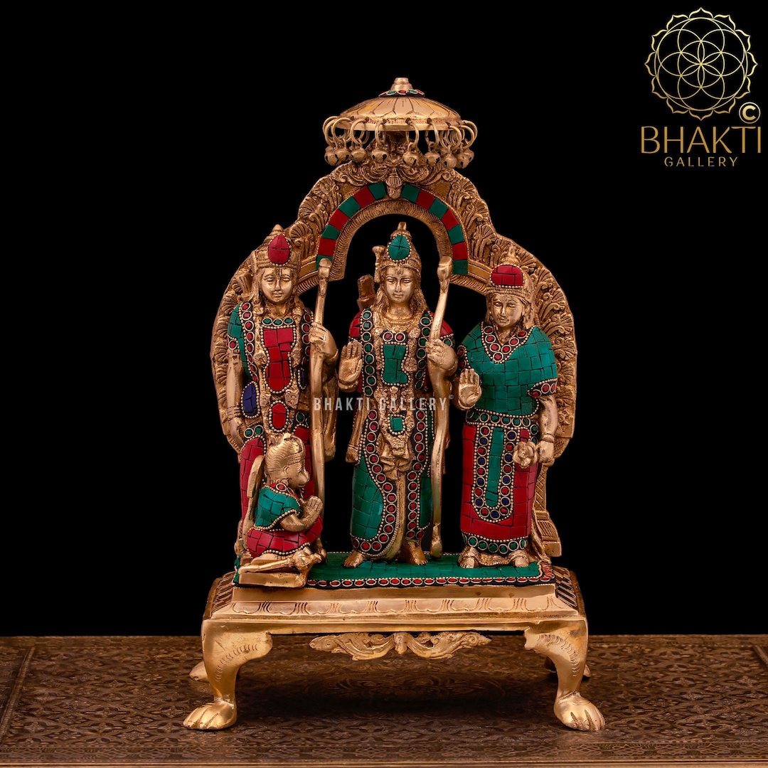 Brass Ram Darbar Statue With Stonework, 36 Cm Big Large Size Brass Ram ...