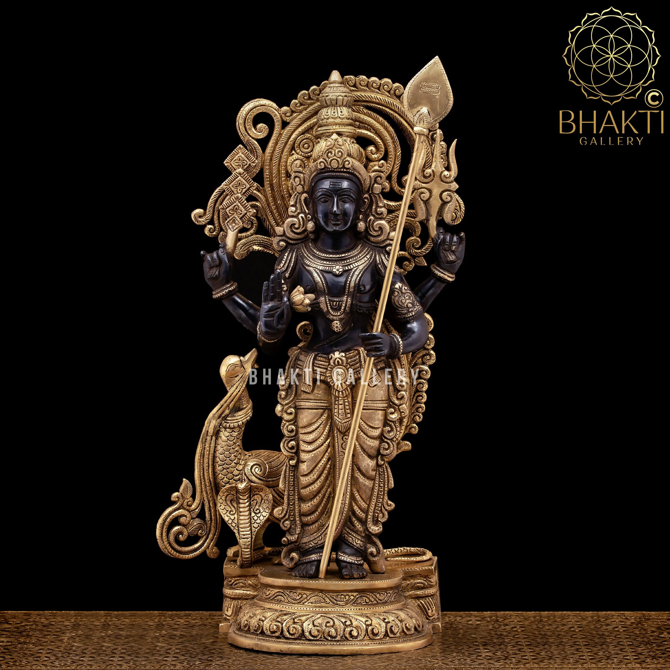 Brass Lord Murugan Statue Large 53 Cm Big Black Golden Finish - Etsy