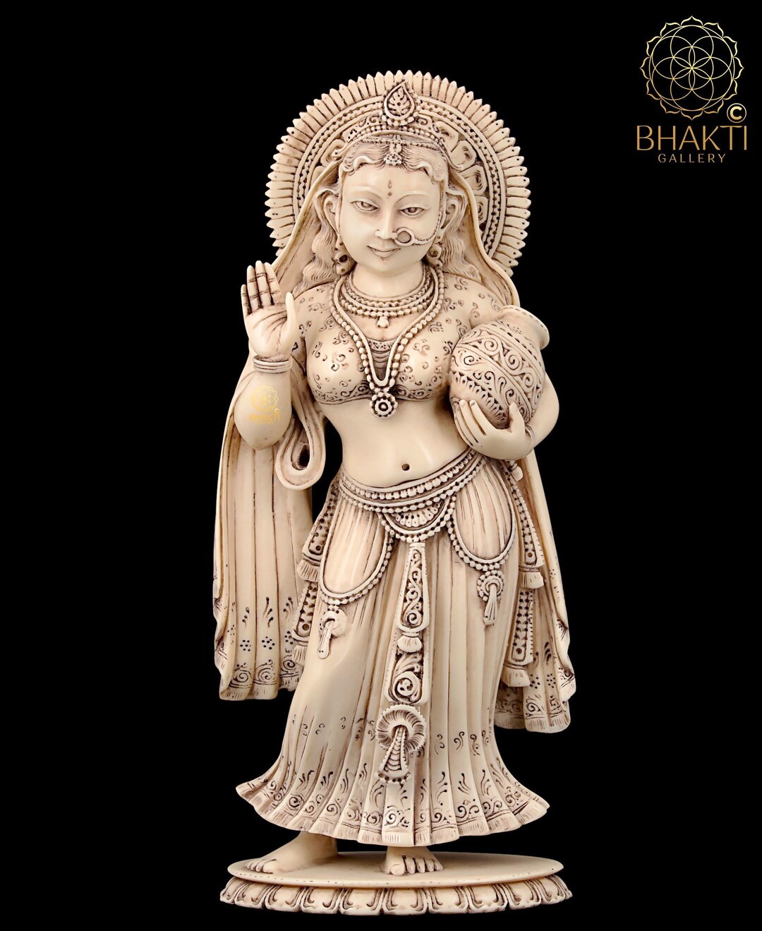 Radha Statue, 26 Cm Big Goddess Radha Figure, Indian Lady Sculpture ...