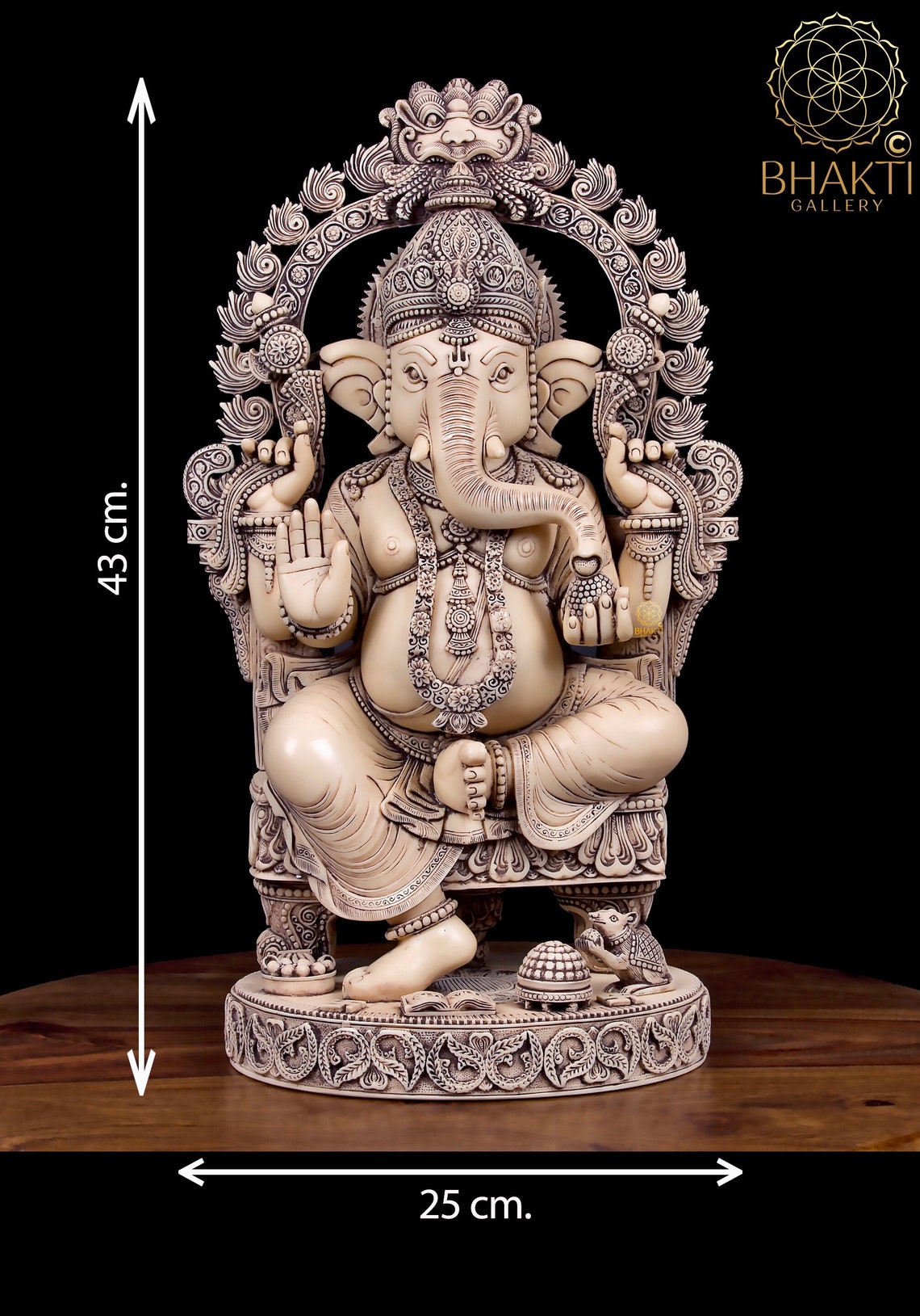 Large Ganesh Statue 43 Cm Big Antique Finish Dust Marble - Etsy