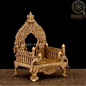 Brass Singhasan, 21 Cm Tall Brass God Throne With Parrot, Religious ...