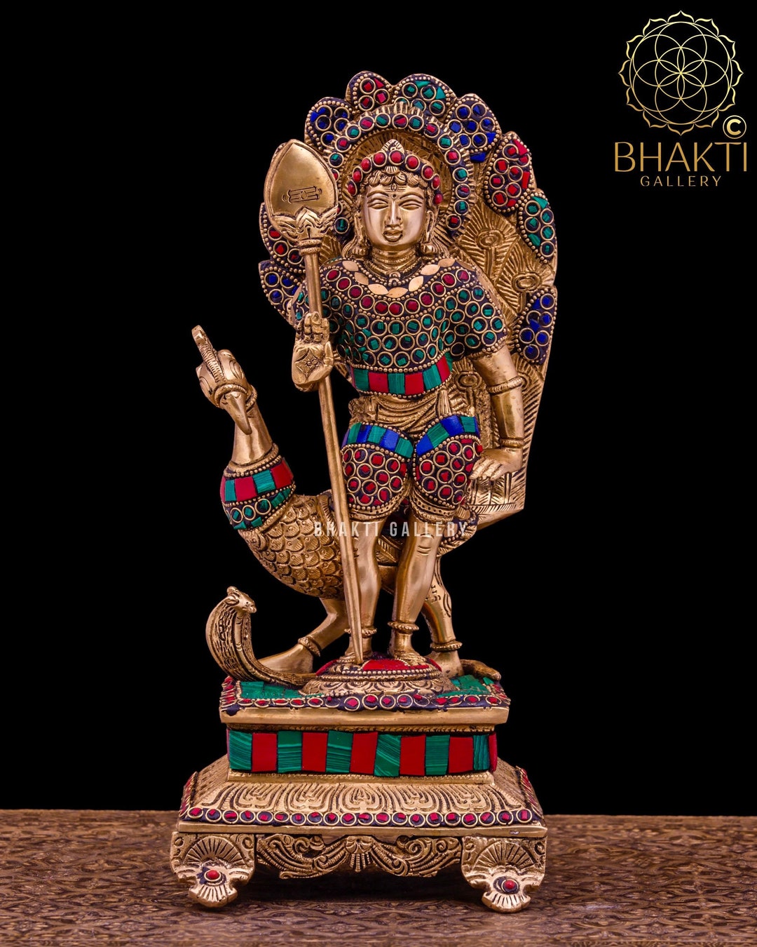 Brass Lord Murugan Statue 31cm, Brass Kartikeya Murti, Skanda ...