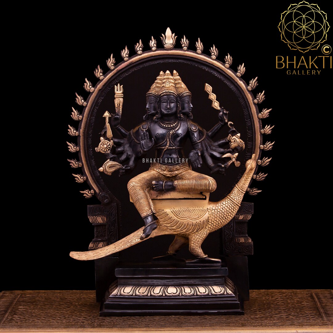 Six Headed Brass Lord Murugan Statue, 6 Face Kartikeya Idol ...