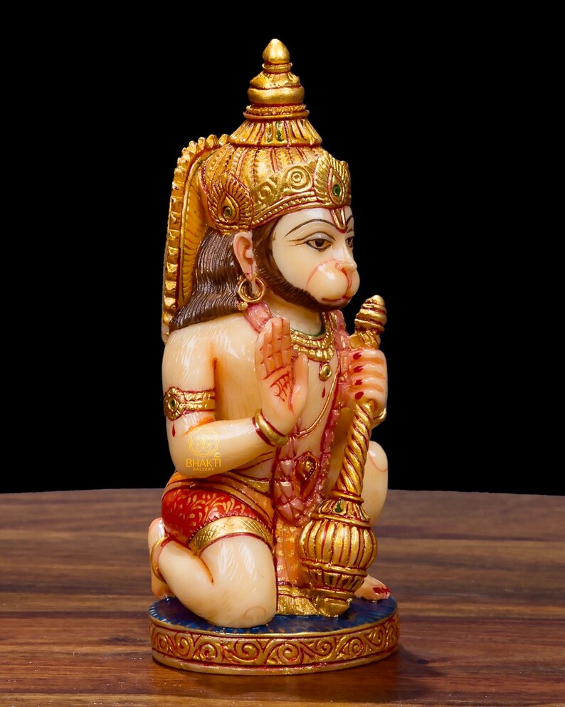 Small Hanuman Statue 14 Cm Small Hand Painted Dust Marble - Etsy