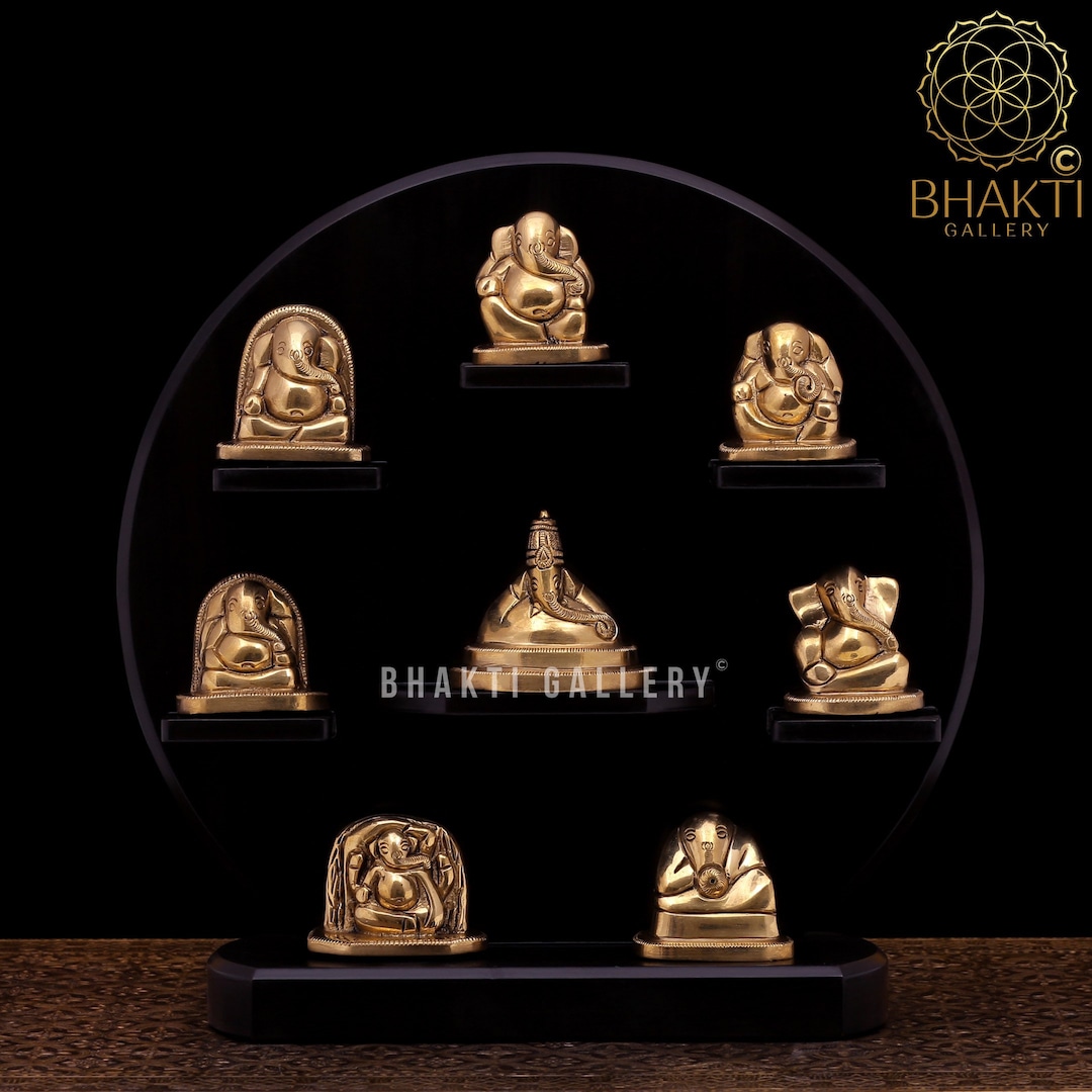 Brass Ashtavinayaka Ganapati Statue With Frame, Brass Ashtavinayak ...