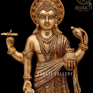 Buy Brass Dhanvantari Statue, 38cm Big Brass Dhanvantri Idol ...
