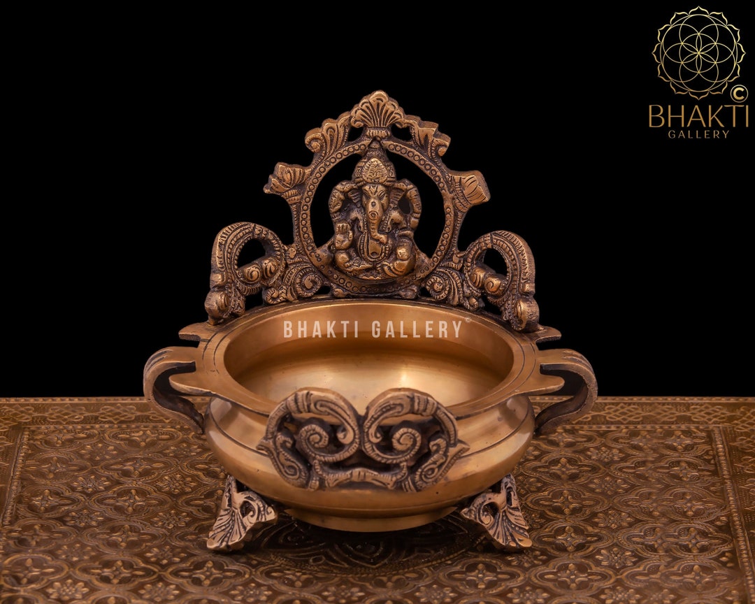 Small Brass Urli With Ganesha Idol, 20 Cm Small Size Brass Ganesh Urli ...