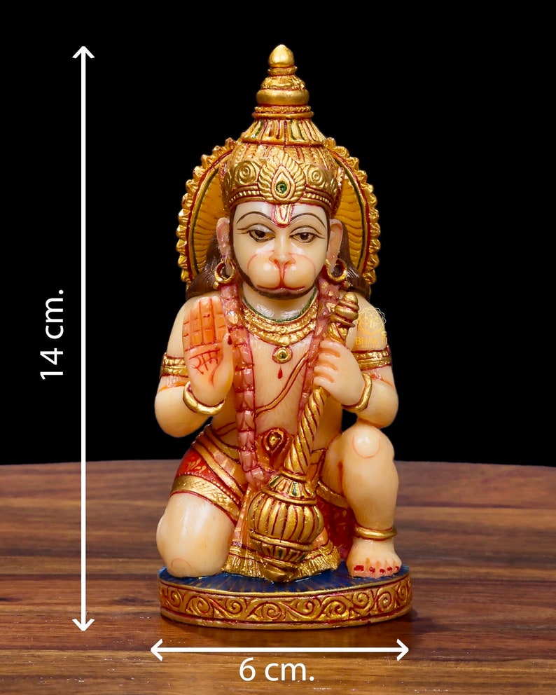Small Hanuman Statue 14 Cm Small Hand Painted Dust Marble - Etsy