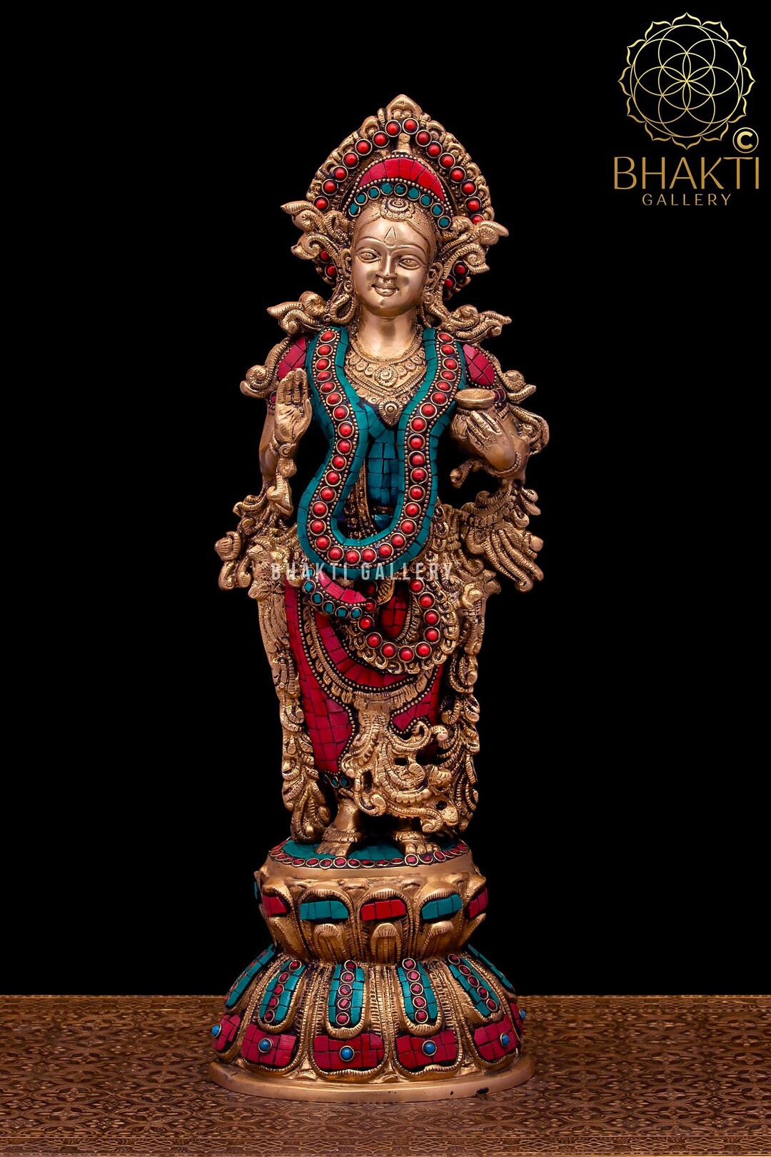 Brass Radha Statue, 46 Cm Big Large Size Goddess Radha Idol in Brass ...