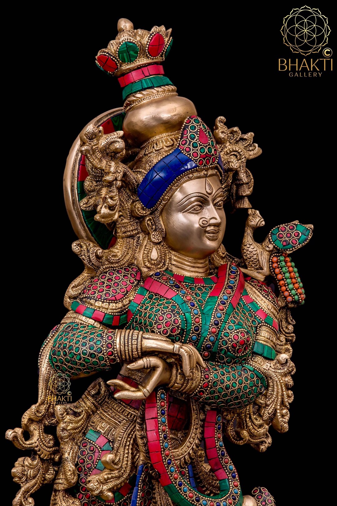 Brass Radha Statue Large With Stonework, 75 Cm Big Size Brass Goddess ...
