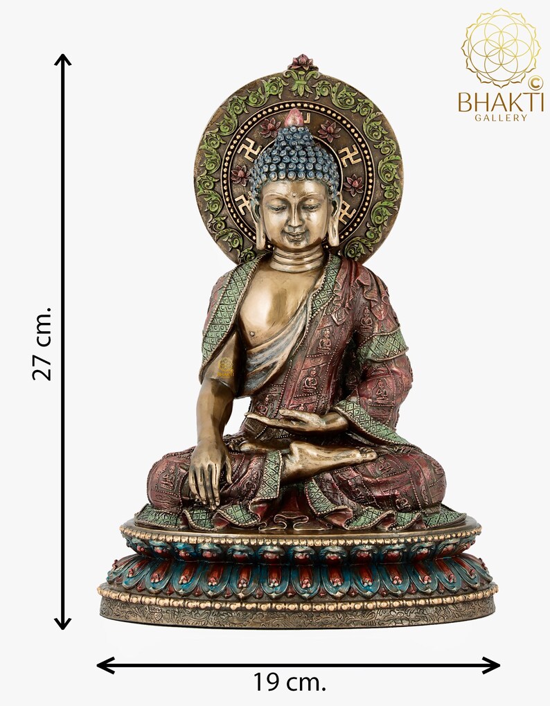 Shakyamuni Buddha Statue, 27 Cm Big Bronze Finish Earth Witness Buddha ...