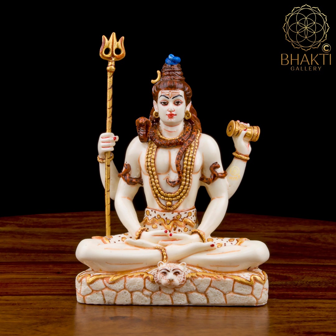 Small Shiva Statue, 16 Cm Small Size Hand Painted Cultured Marble Lord ...
