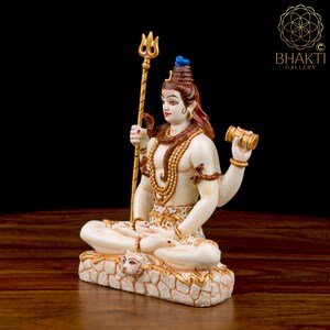 Small Shiva Statue, 16 Cm Small Size Hand Painted Cultured Marble Lord ...